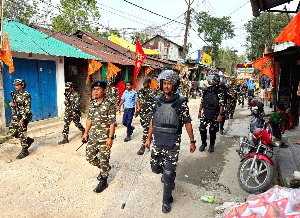 SSB conducts flag march ahead of West Bengal Assembly elections