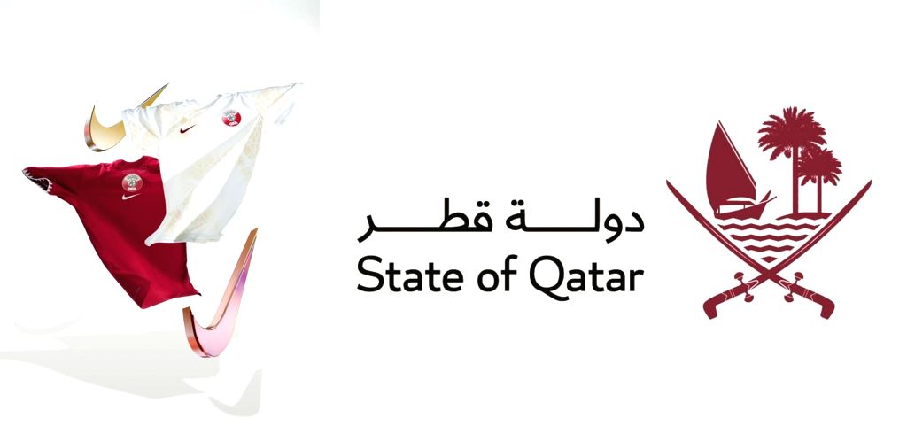 State Of Qatar Logo Coat Of Arms Of Qatar Stock Illustration.