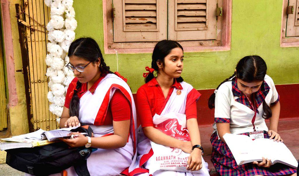 Students appear for Class 10 examination