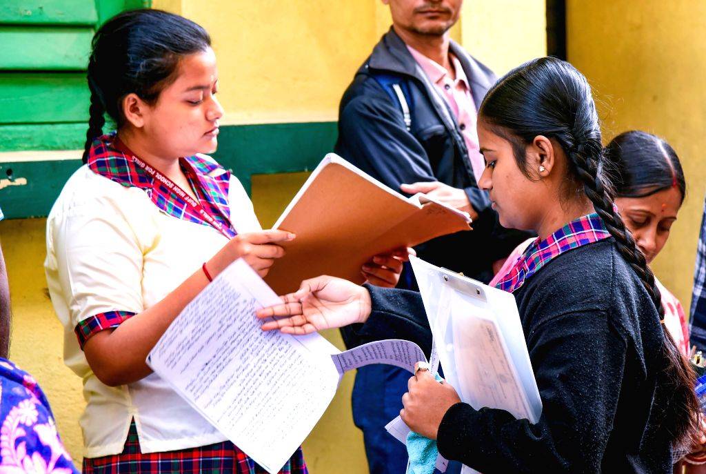 Students appear for Class 10 examination