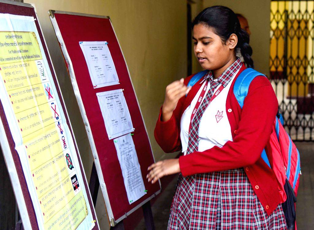 Students appear for Class 10 examination