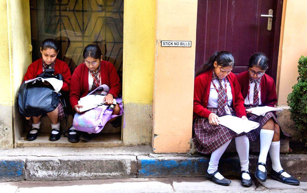 Students appear for Class 10 examination