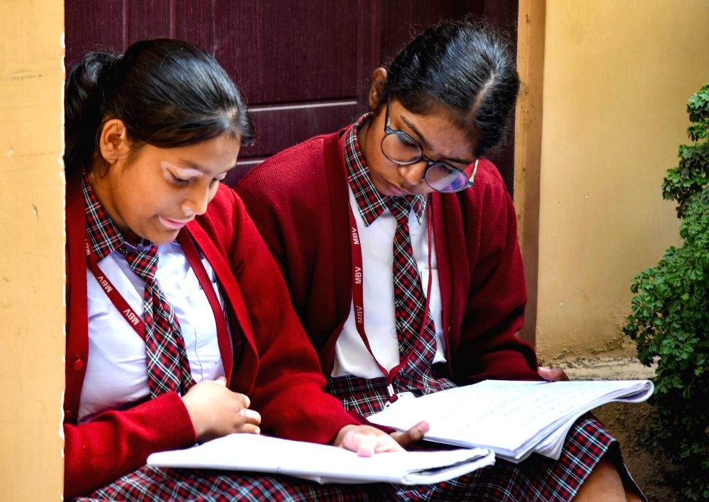 Students appear for Class 10 examination