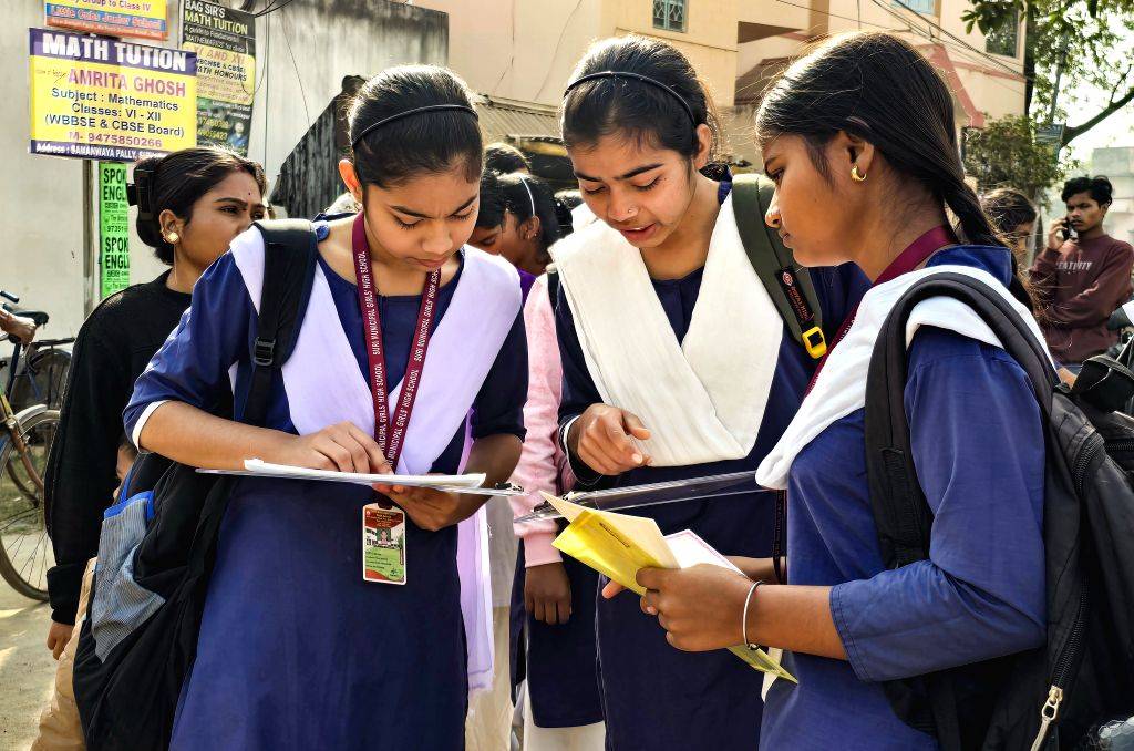 Students appear for Class 10 examination