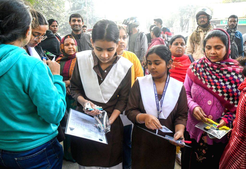 Students appear for Class 12 examination