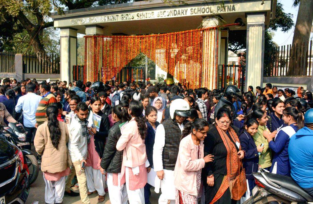Students appear for the Bihar Board Intermediate Examination at ...