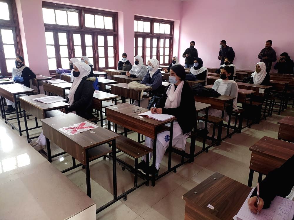 Students attend their class at a school