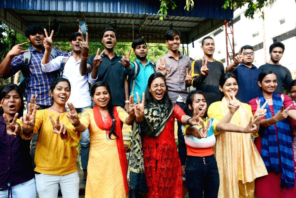 Students celebrate after class 12th intermediate exam result