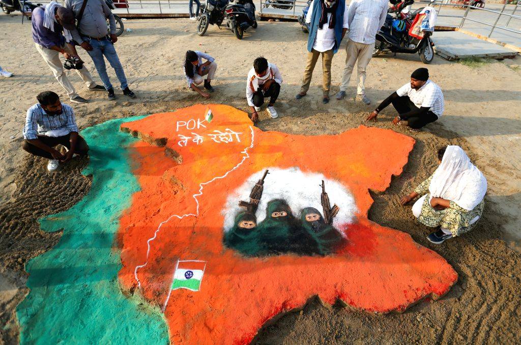 Students Create Sand Sculpture of India Map