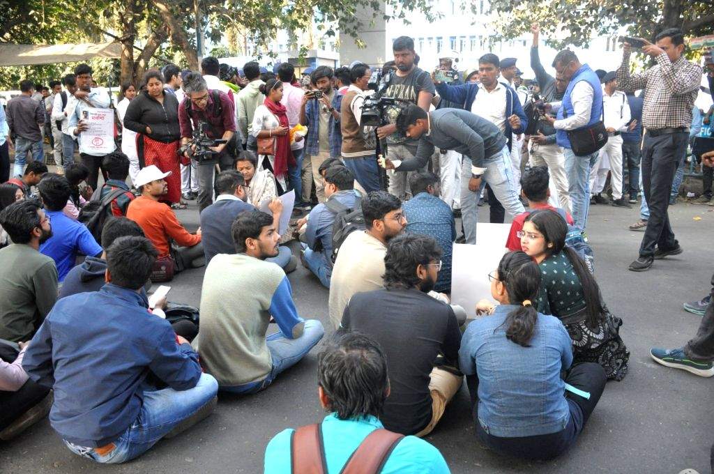 Students' Federation of India (SFI) activists participate in a protest ...