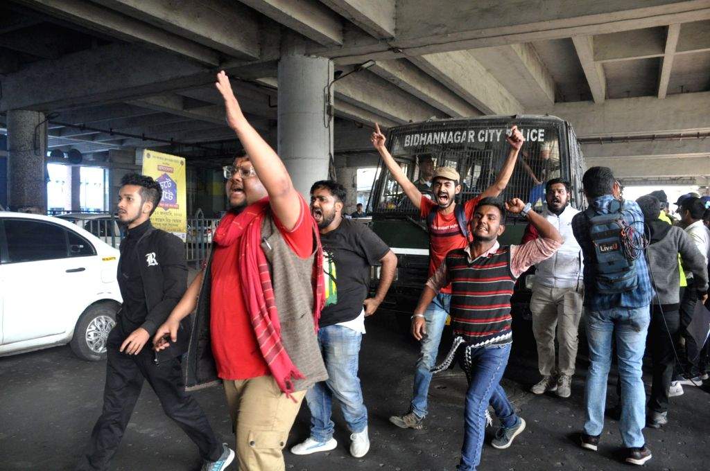 Students' Federation of India (SFI) activists participate in a protest ...