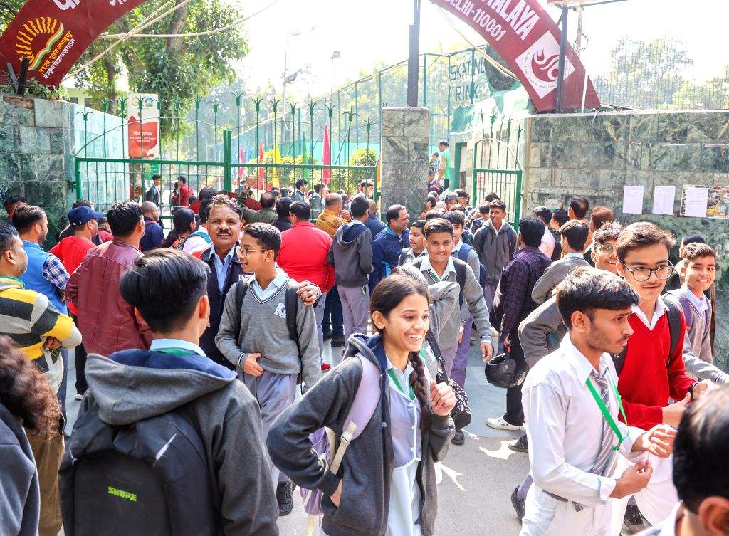Students leave after appearing for the CBSE Class 10 Board Exam at an ...