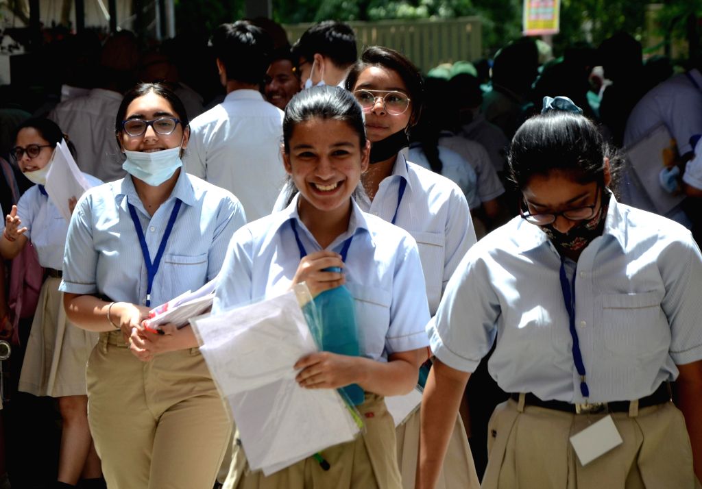 Students of class 10th come out after appearing for the CBSE exam