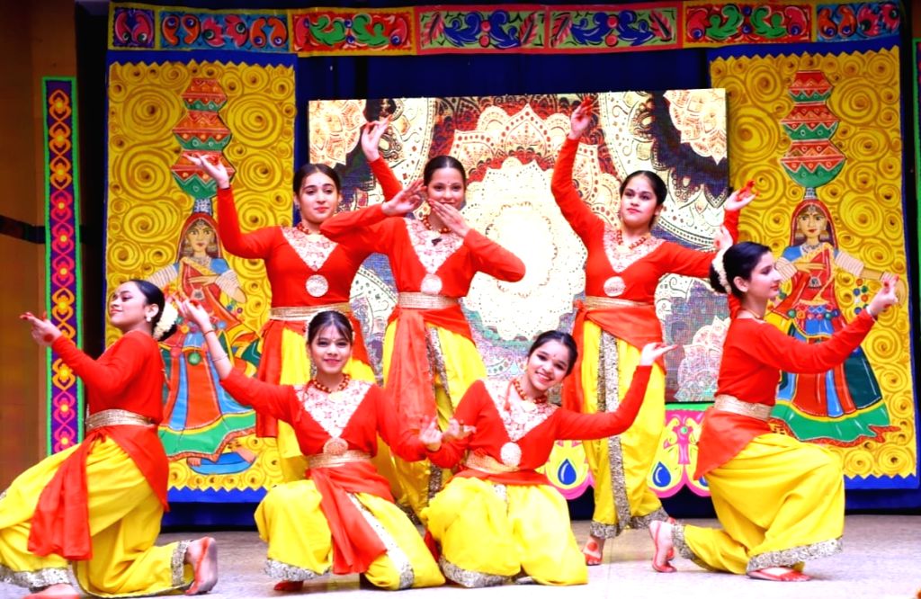 Students perform dance during the 49th foundation day celebration of ...