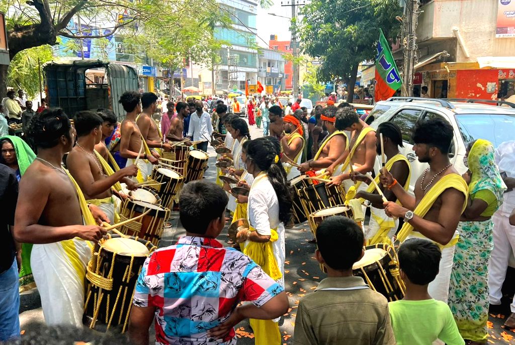 Supporters play traditional musical instruments as BJP candidate for ...