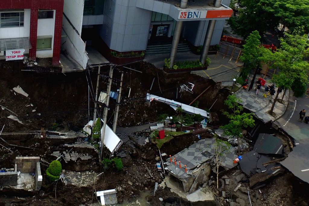 Indonesia surabaya road Sinkhole