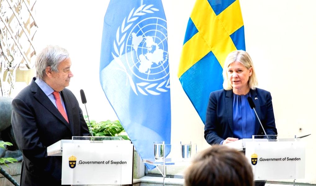 Swedish Prime Minister Magdalena Andersson (R) and United Nations (UN ...