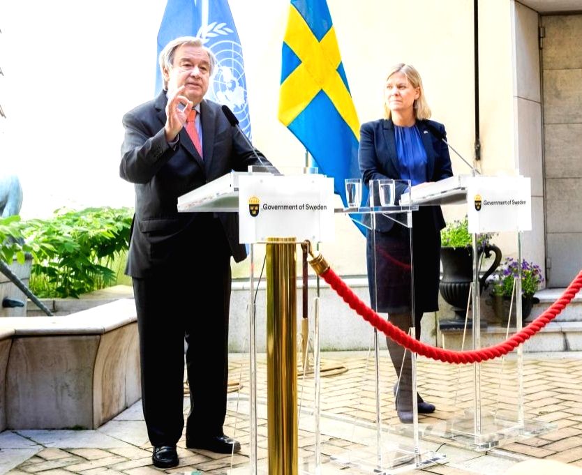 Swedish Prime Minister Magdalena Andersson (R) and United Nations (UN ...