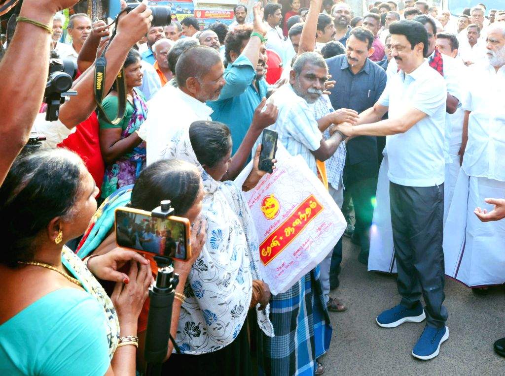 Tamil Nadu Chief Minister MK Stalin interacts with people during an ...