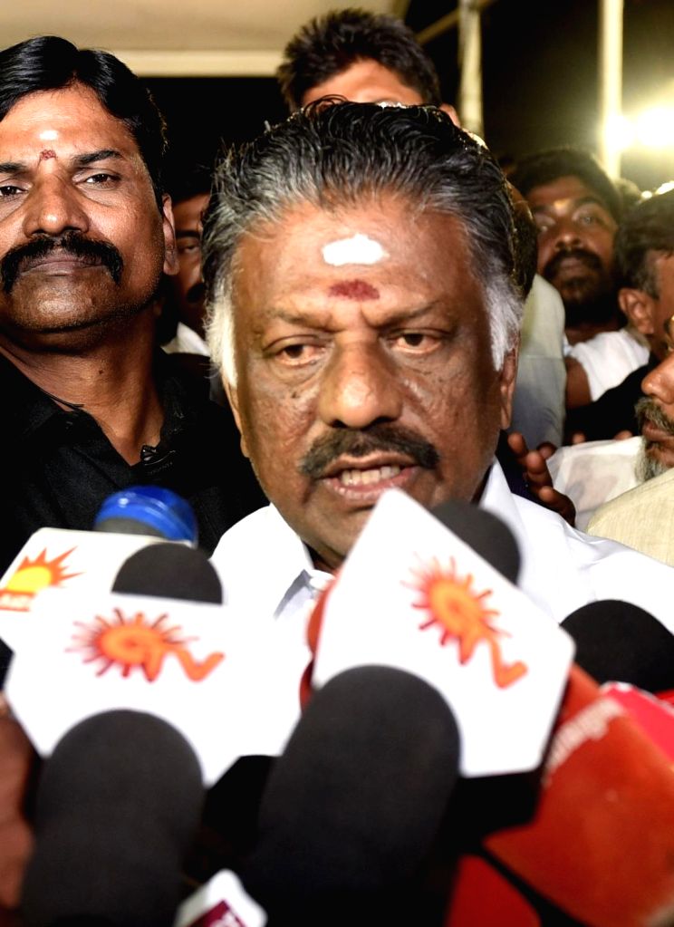 O. Panneerselvam at Jayalalithaa memorial in Marina beach
