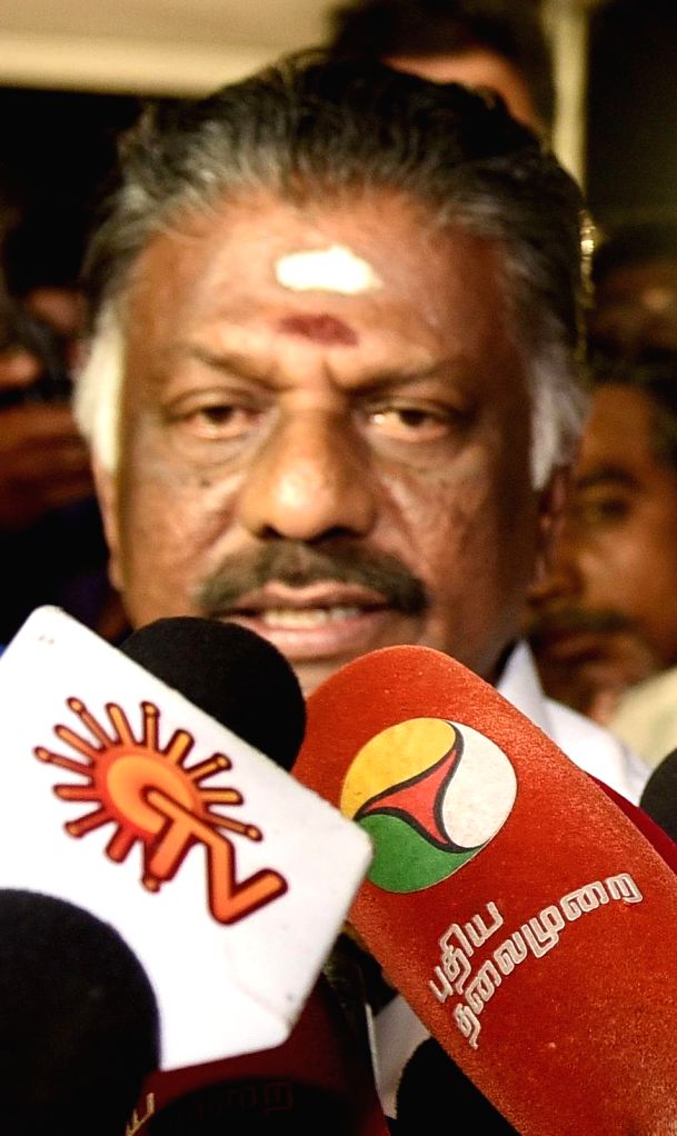 O. Panneerselvam at Jayalalithaa memorial in Marina beach