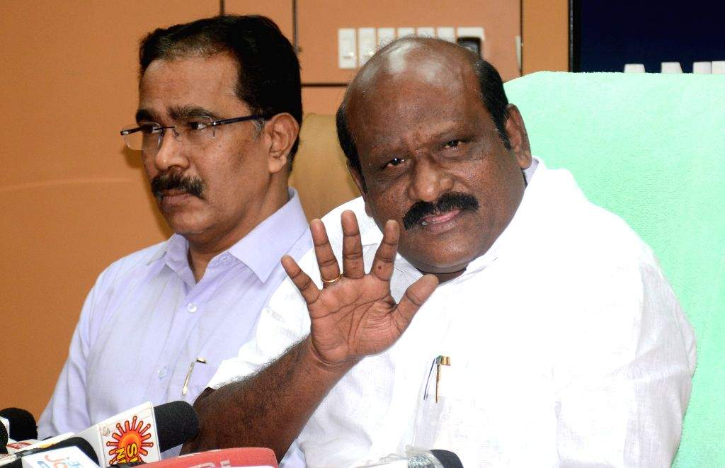 Tamil Nadu Minister Govi Chezhiaan addresses a press conference