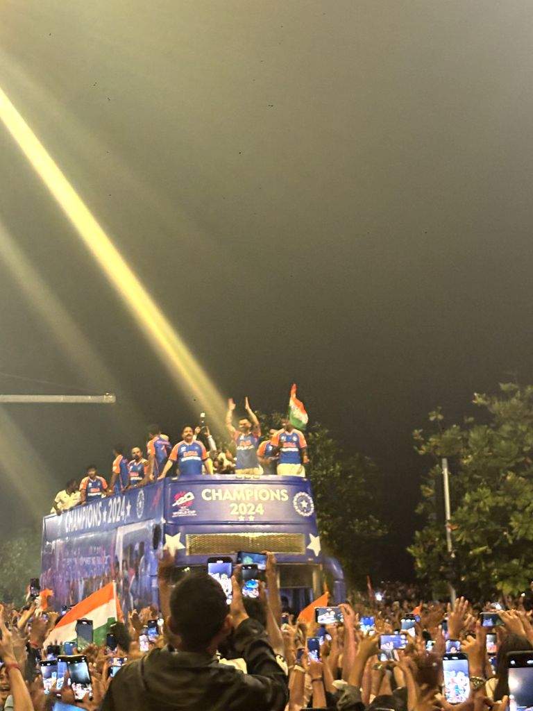 Team India players during T20 World Cup 2024 victory parade at Nariman ...