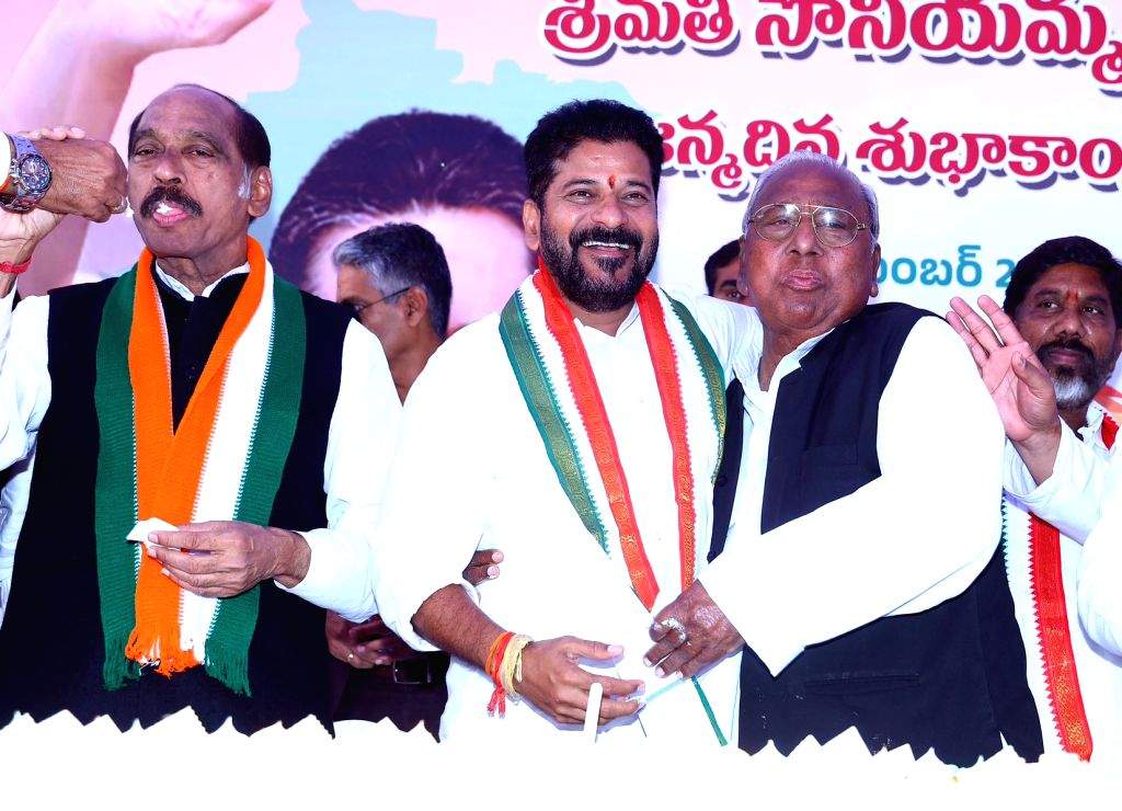 Telangana Chief Minister A Revanth Reddy and others during the 77th ...