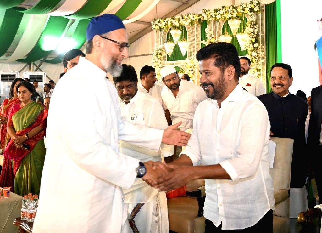 Telangana Chief Minister A. Revanth Reddy with AIMIM MP Asaduddin ...