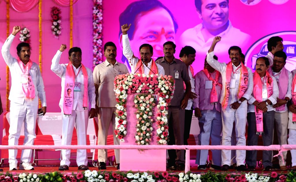 KCR during TRS rally in Telangana