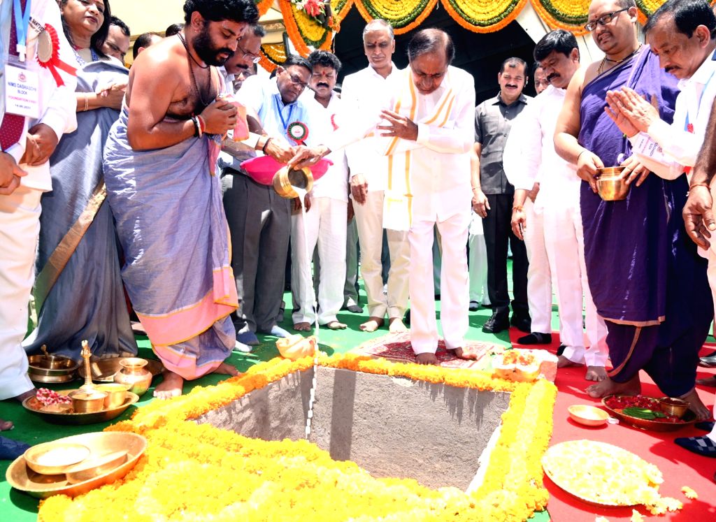 Telangana Chief Minister K. Chandrashekhar Rao lays foundation stone ...