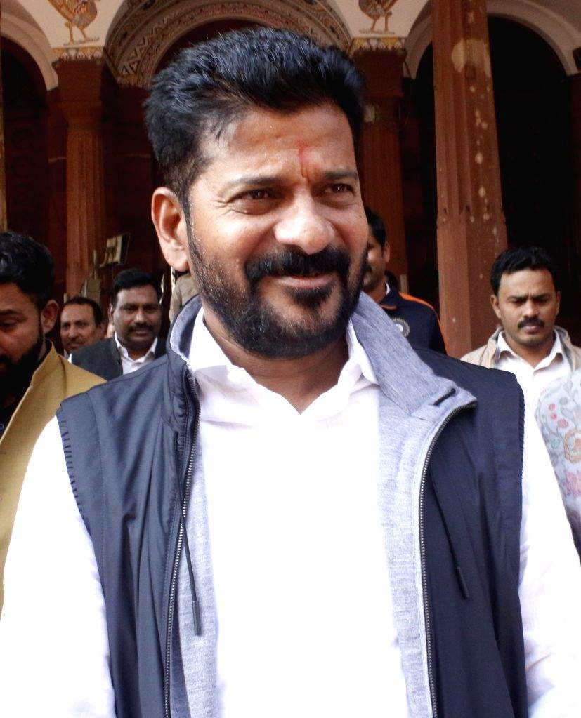 Telangana CM-designate A Revanth Reddy at Parliament House during the ...