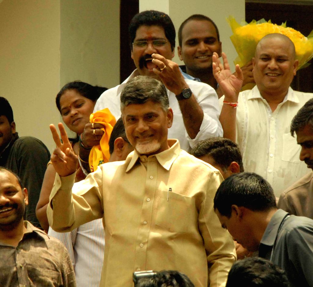 N. Chandrababu Naidu celebrates party's performance