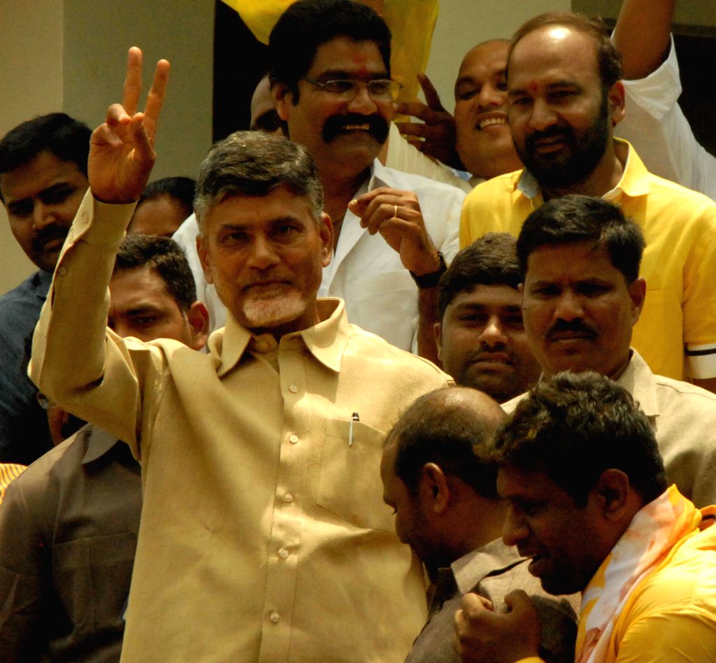 N. Chandrababu Naidu celebrates party's performance