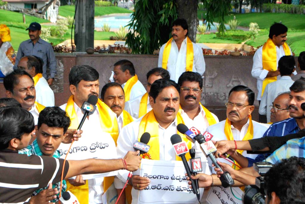 Telugu Desham Party legislatures protesting against increasing crime rate