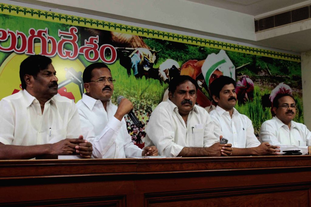 Telugu Desham Party MLAs addressing media