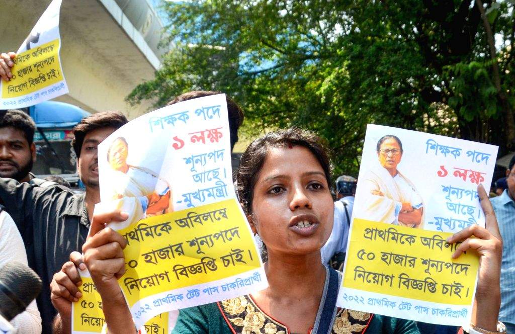 TET 2022 Qualified Candidates Protest for Permanent Jobs
