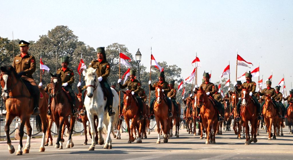The 61st Cavalry Regiment of Indian Army during a dress rehearsal