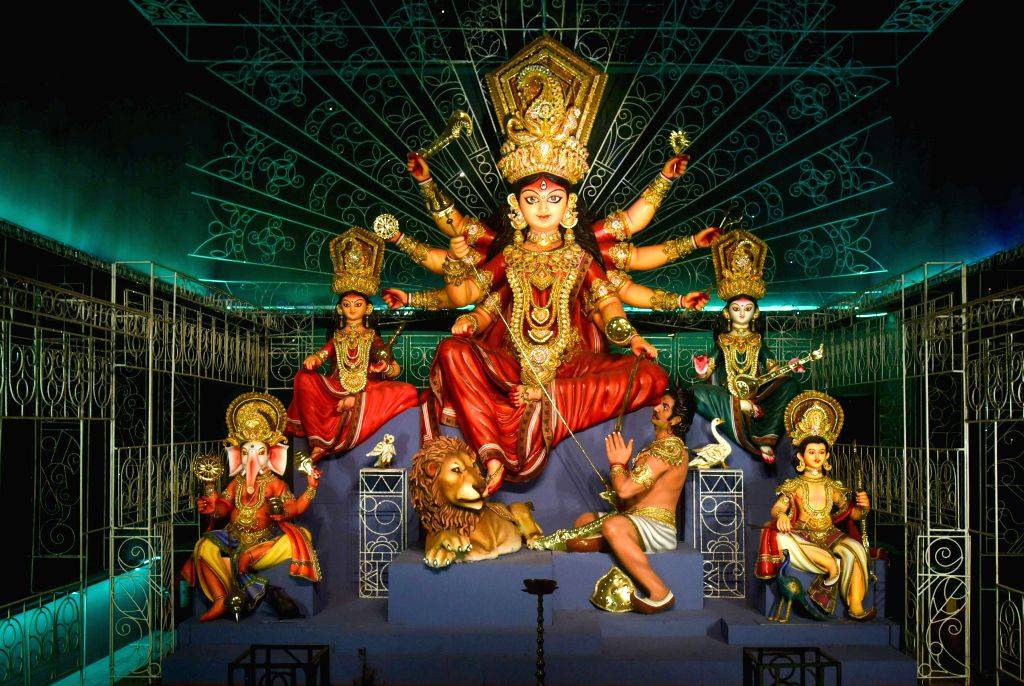 The Ballygunge Cultural Association Pandal showcases an idol of Goddess ...