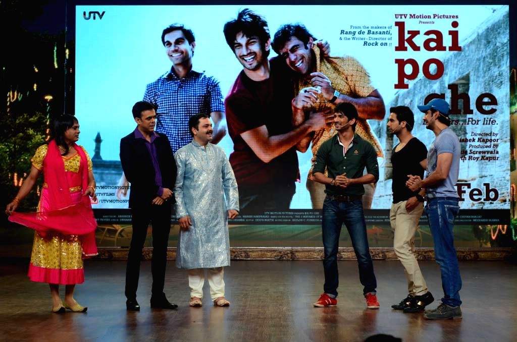 The cast of Kai Po Che on the sets of Nautanki-The Comedy Theatre