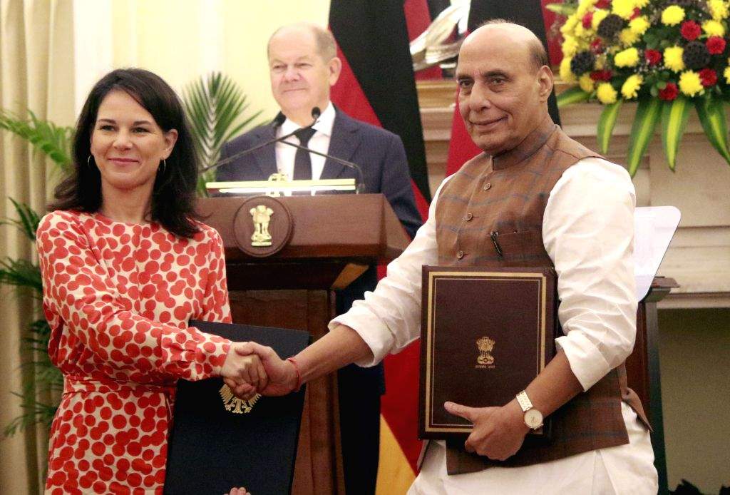 The exchange of agreements between India and Germany at Hyderabad House