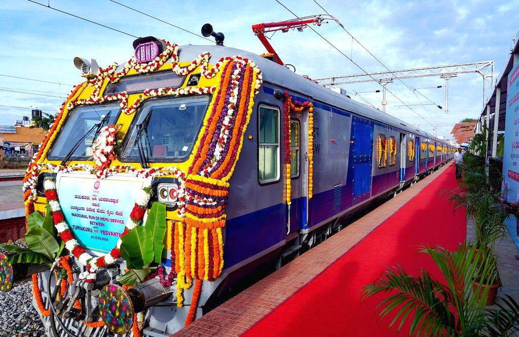 The newly inaugurated MEMU train service between Tumakuru and Yeshwanthpur