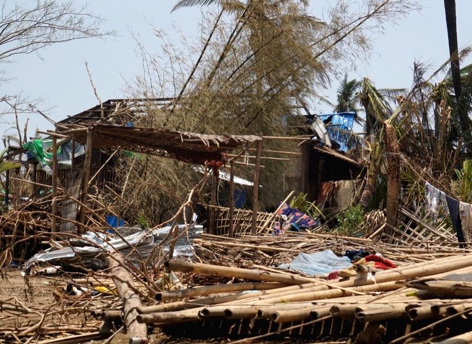 Myanmar :Houses damaged by Cyclone Mocha in Sittwe