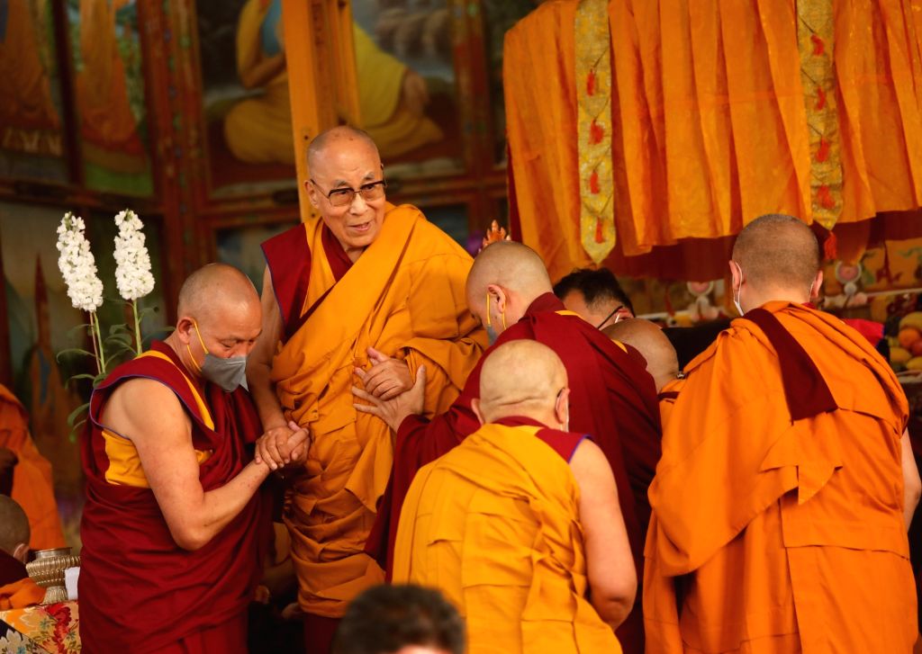 Tibetan Spiritual Leader Dalai Lama During Offline Short Teaching