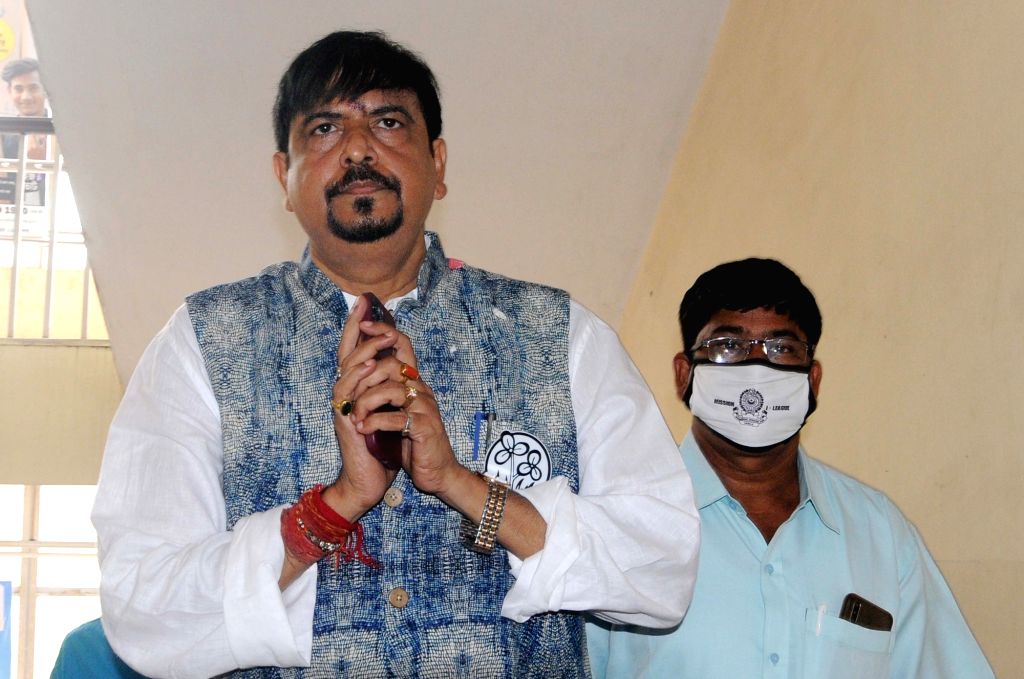 TMC leader Sujit Bose took part in a rally during going to file ...
