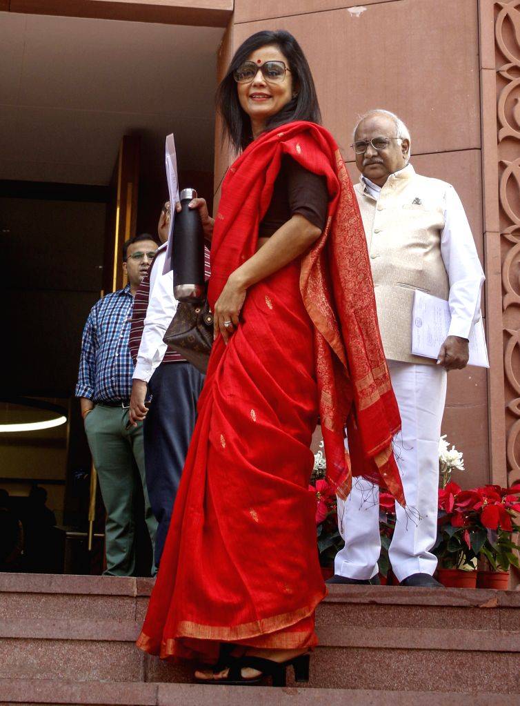 TMC MP Mahua Moitra on the first day of the Winter session of Parliament