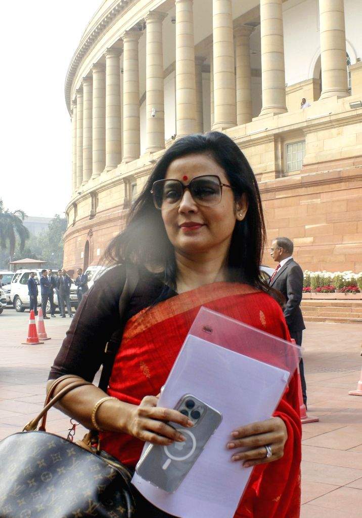 TMC MP Mahua Moitra on the first day of the Winter session of Parliament