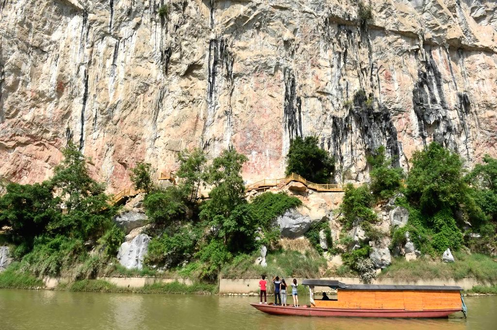 CHINA-GUANGXI-ZUOJIANG RIVER-HUASHAN ROCK PAINTING
