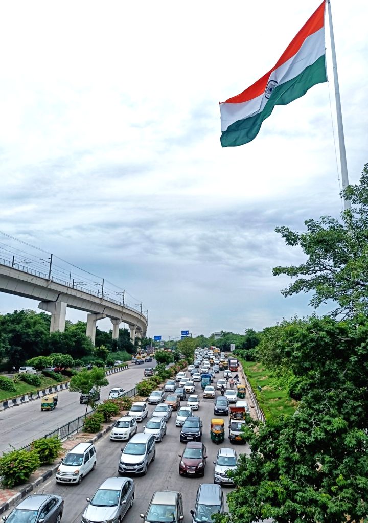 Traffic moves slow at Dhaula Kuan area due to Raksha Bandhan festival