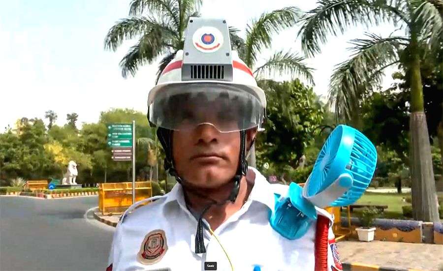 Traffic Police Use AC Helmets Amid Blistering Heatwave